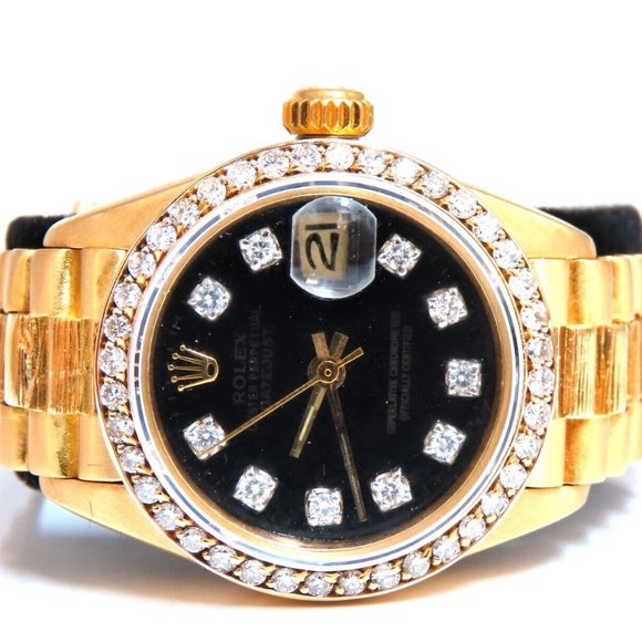 Accessories | Rolex Vintage Black Face Datejust Ladies 18kt Watch ...